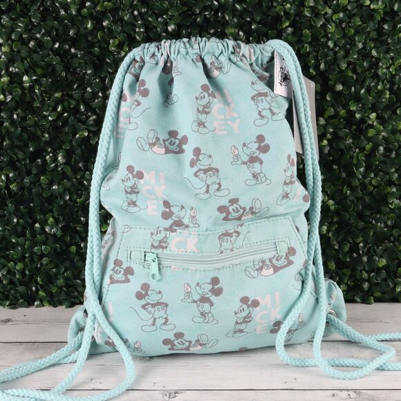 Disney | Bags | Disneys Mickey Mouse Light Aqua Blue Cinch Sack New ...